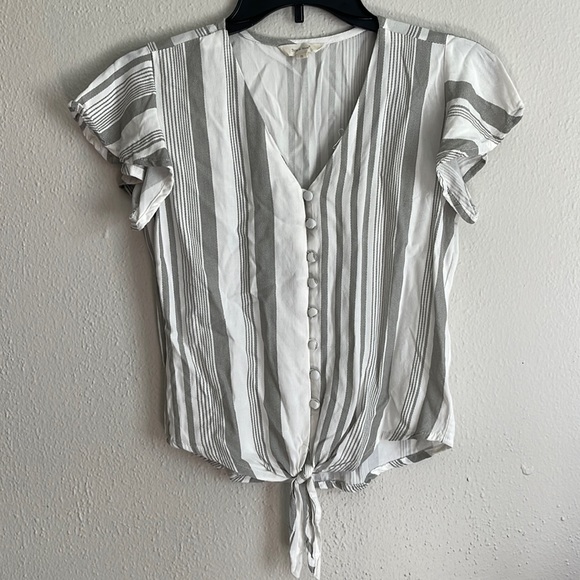 Sim & Sam | Tops | Sun And Sam Tie Front Striped Blouse | Poshmark
